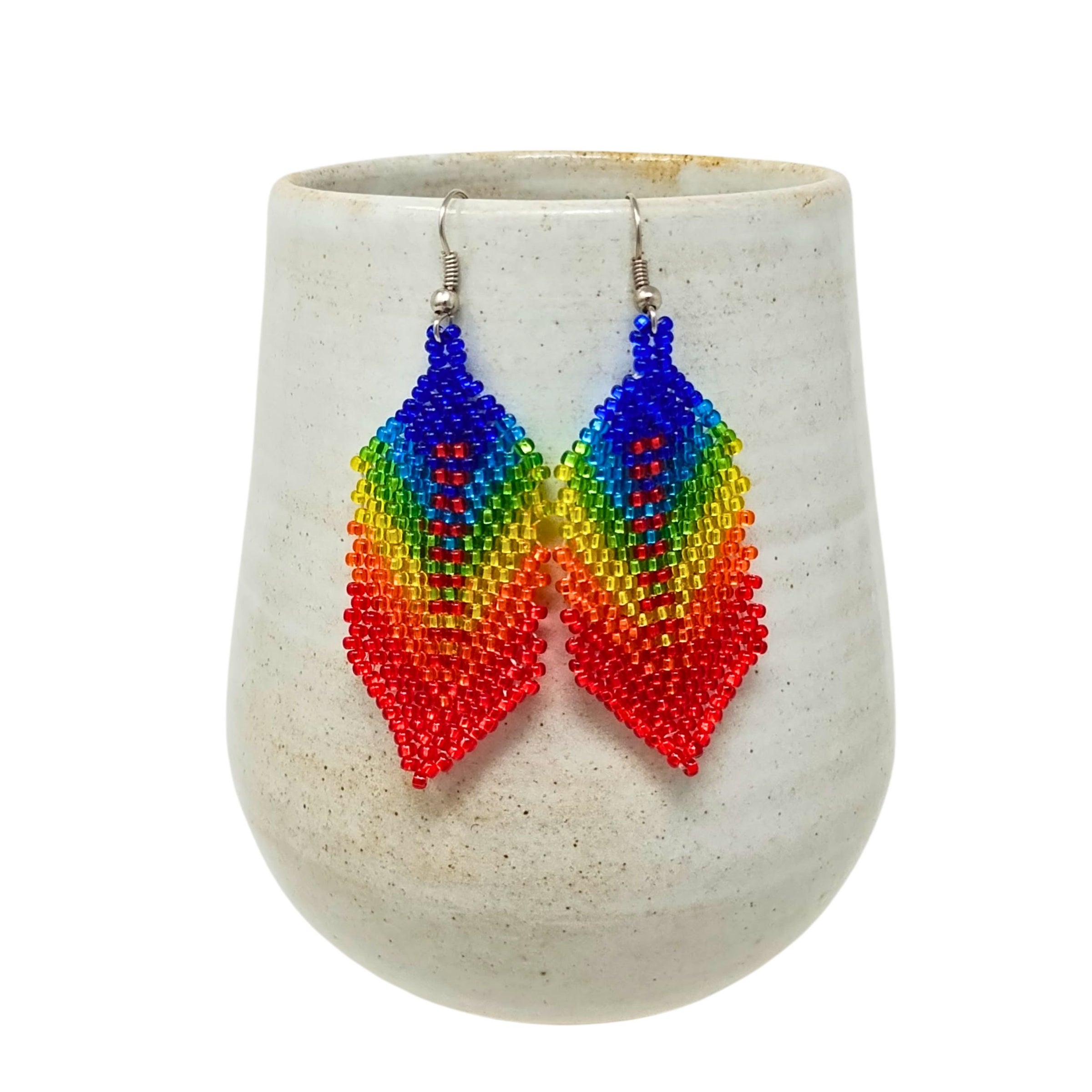 Rainbow beaded earrings store
